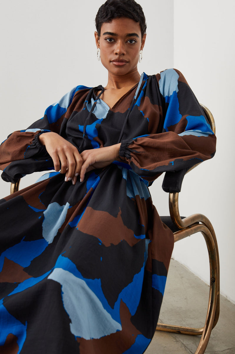 LEANNA DRESS - BLUE MULTI COLOR BLOCK – Rails UK