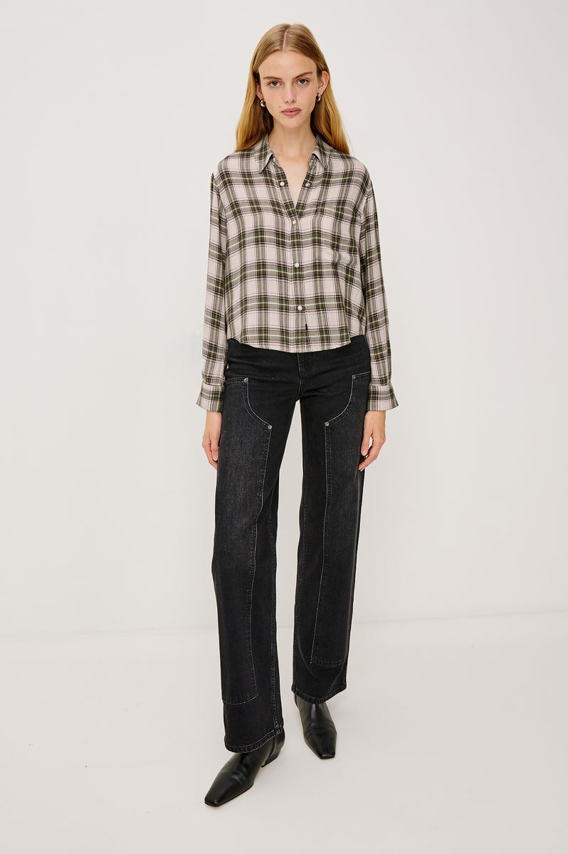 MALIN SHIRT - OLIVE BROWN CREAM – Rails UK