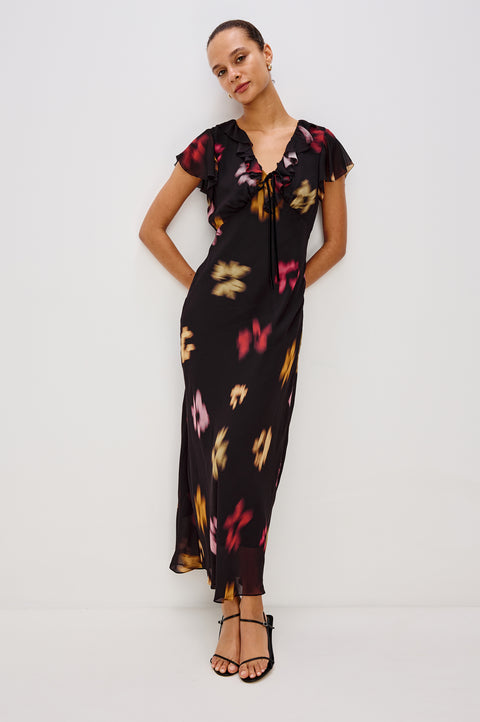 NEELA DRESS - ONYX BLURRED FLORAL – Rails UK