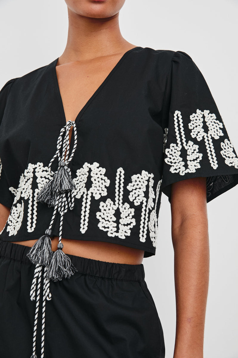 PARI TOP - BLACK IVORY PALM TREES – Rails UK
